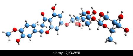 3D image of Hesperetin skeletal formula - molecular chemical structure ...