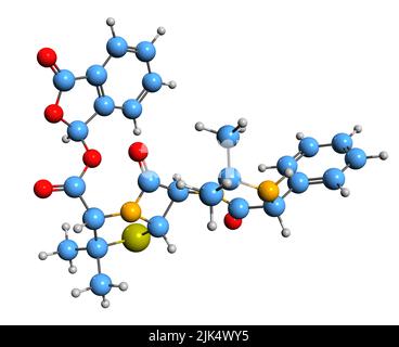 3D image of Hetacillin skeletal formula - molecular chemical structure ...