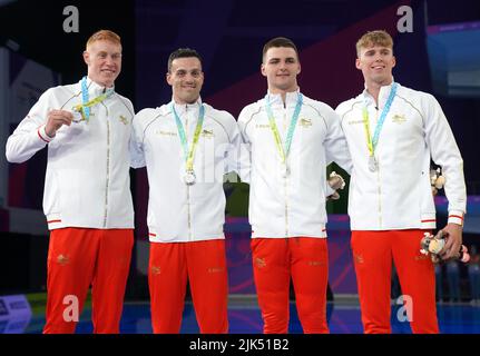 England's James Guy, Jacob Whittle, Tom Dean, and Lewis Burras after ...