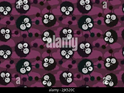 Cartoon fluffy monsters seamless Halloween aliens pattern for clothes ...