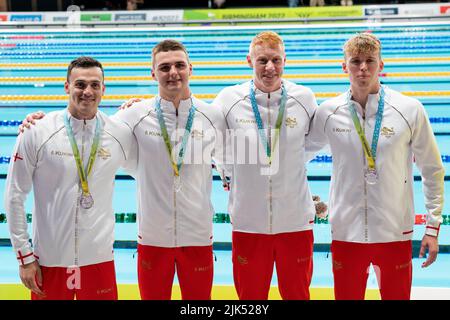 England’s James Guy, Jacob Whittle, Joe Litchfield and Tom Dean with ...