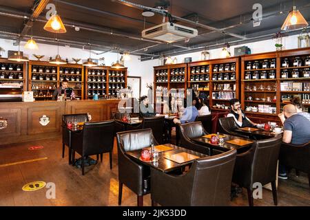 Interior of London Tea Exchange tea house on Brick Lane, London, UK ...