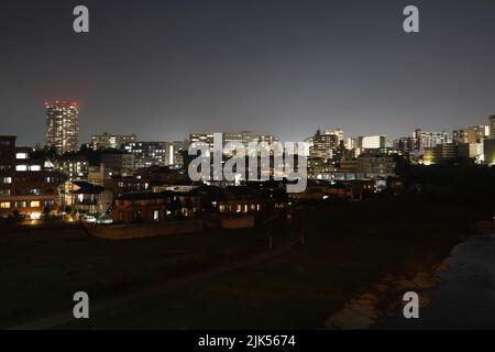 Sendai, Miyagi, Japan, July 2022. Residential area of Sendai at night ...