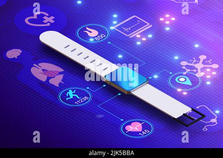 Concept with the smartwatch - 3d rendering isometric Stock Photo - Alamy