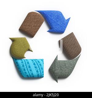 Recycle textiles, recycle symbol make with recycled fabric, reduce ...