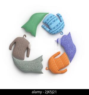 Recycle textiles, recycle symbol make with recycled fabric, reduce ...
