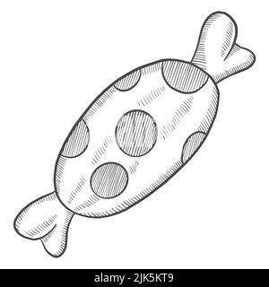 round sweet candy isolated doodle hand drawn sketch with outline style ...