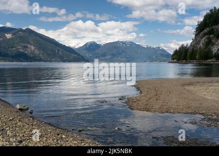 A sandbar and beach in Howe Sound, North Vancouver, British Columbia ...