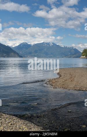 A sandbar and beach in Howe Sound, North Vancouver, British Columbia ...