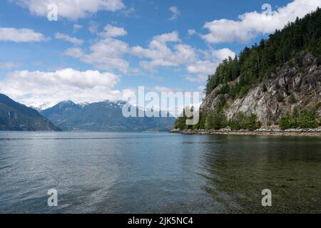 A sandbar and beach in Howe Sound, North Vancouver, British Columbia ...