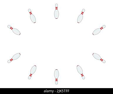 Ten pins set out as a ten pin background over a white backdrop Stock ...