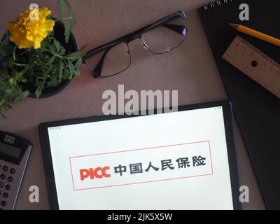 In this photo illustration, People’s Insurance Company of China logo ...