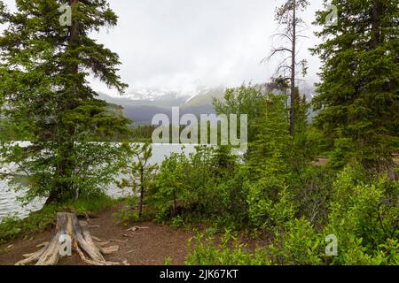 Pyramid Island, Pyramid Lake. Jasper National Park landscape. Canadian ...