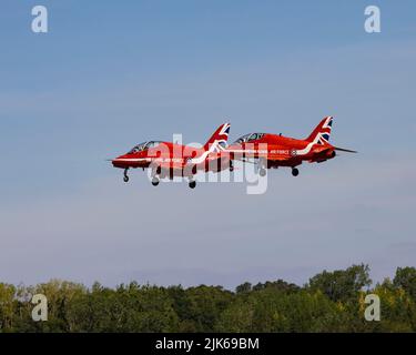 The Red Arrows take off during Scampton Airshow at the Red Arrows home ...