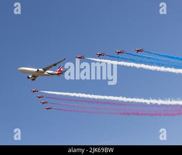 Airbus A330 with the Red Arrows at the Royal International Air Tattoo ...