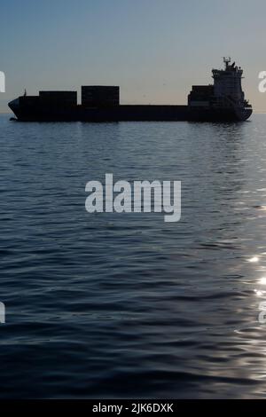 Container ship, Thessaloniki Bay, Macedonia, North-Eastern Greece Stock ...