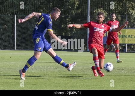 Matteo Bianchetti of US Cremonese competes for the ball with Weston ...