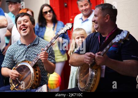 Banjo player Kevin Kennedy (left) performs with Fleadh Executive ...