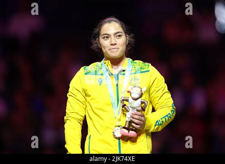 Australia's Georgia Godwin poses with her gold medal after winning the ...