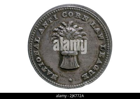National Anti-Corn Law League Token Stock Photo - Alamy