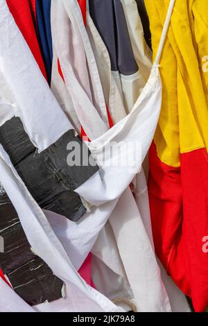 Colourful yachting flags, coloured semaphore flags, maritime flags ...