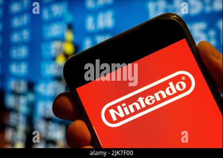 In this photo illustration, the Japanese video gaming brand created and ...