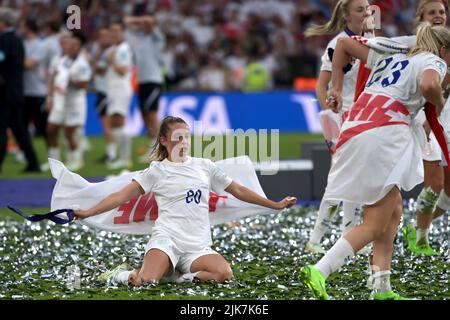 England's Ella Toone celebrates after scoring her side's first goal ...