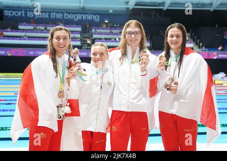 England’s Freya Colbert, Tamryn van Selm, Abbie Wood and Freya Anderson ...