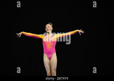 July 30, 2022: Marissa Neal of GAGE does a flip on the balance beam ...