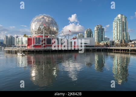 The Science World dome with reflections in False Creek in Vancouver ...