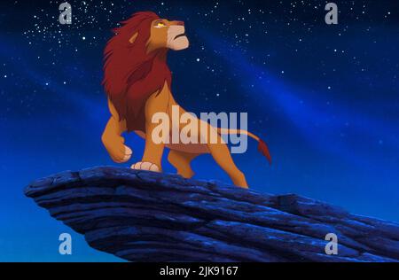 SIMBA ON PRIDE ROCK, THE LION KING, 1994 Stock Photo - Alamy