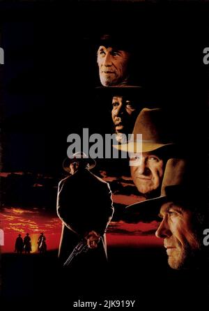 MORGAN FREEMAN, GENE HACKMAN, CLINT EASTWOOD POSTER, UNFORGIVEN, 1992 ...