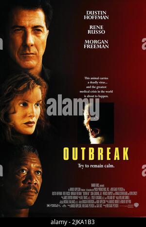 DUSTIN HOFFMAN, RENE RUSSO, MORGAN FREEMAN FILM POSTER, OUTBREAK, 1995 ...