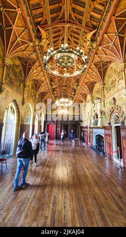 The large, rectangular Banquet Room with murals and a vaulted ceiling ...