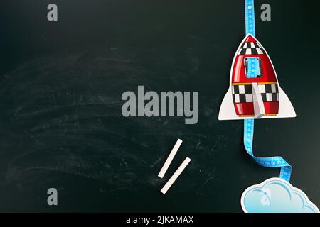 Back to school creative banner. Rocket ship launch with pencils Stock ...