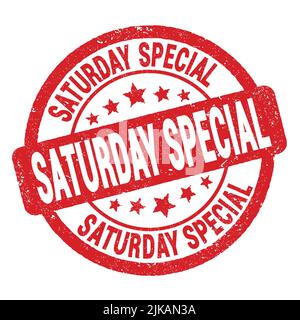 SATURDAY SPECIAL, text written on green-black grungy postal stamp Stock ...