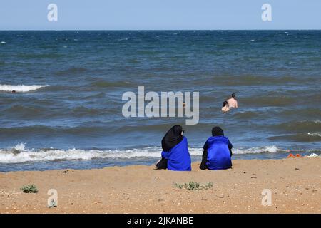 Beach of the Caspian Sea. Derbent. Republic of Dagestan, Russia Stock ...