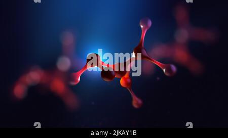 Molecule 3D illustration. Medical developments. Crystal lattice under a ...