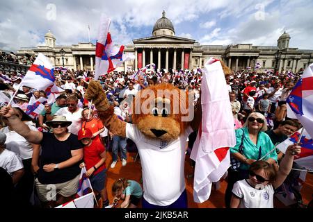 An England fan dressed as a lion in the stands ahead of the FIFA World ...