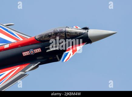 The RAF Typhoon display aircraft with Union Jack livery Stock Photo - Alamy