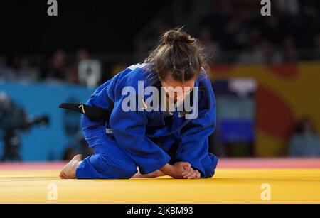 England's Amy Platten is beaten by South Africa's Michaela Whitebooi in ...