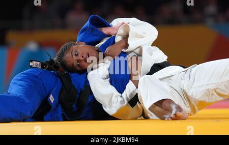 England's Amy Platten is beaten by South Africa's Michaela Whitebooi in ...