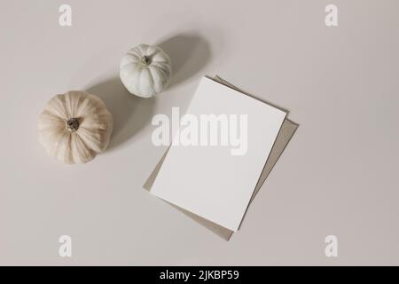Neutral Halloween stationery. Mockup scene with blank horizontal ...