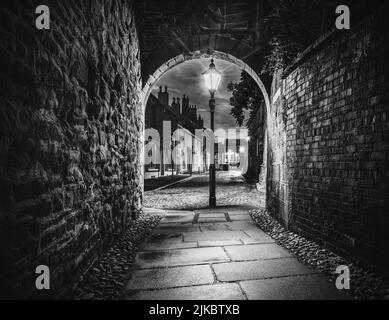 The narrow alley of Dean Tait's Lane in Carlisle's Historic Quarter ...