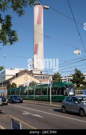 Basel, Switzerland - July 4 2022: public transport in the city. Green ...