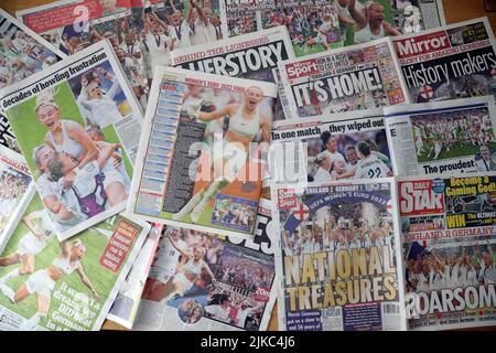 Peterborough, UK. 01st Aug, 2022. The front pages of tabloid newspapers ...