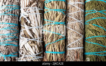 white sage incense group in front of white background Stock Photo - Alamy