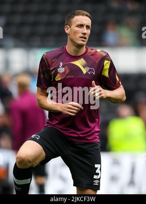 Derby County's Craig Forsyth warming up before the Sky Bet Championship ...