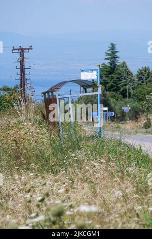 Bus stop, Aghia Triada area, Thessaloniki Bay, Macedonia, North-Eastern ...