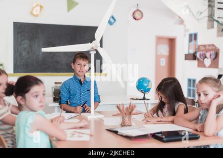 Elementary School Stem Robotics Classroom Diverse Group of Children ...